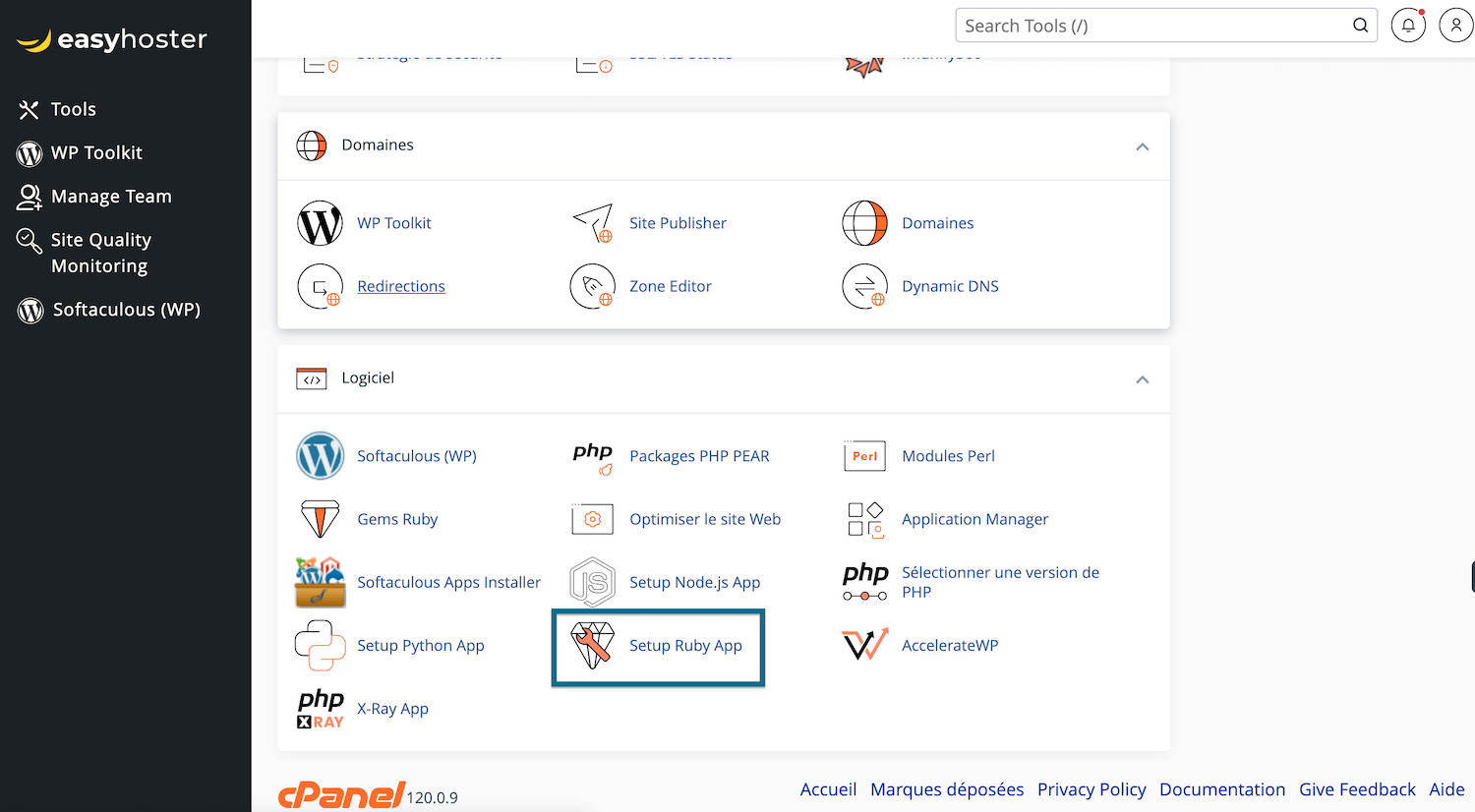 Installer application Ruby sur cPanel & CloudLinux